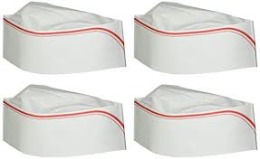 Wood Pulp Paper Disposable Forage Hats Chef Cap With Printing Stiips Unisex