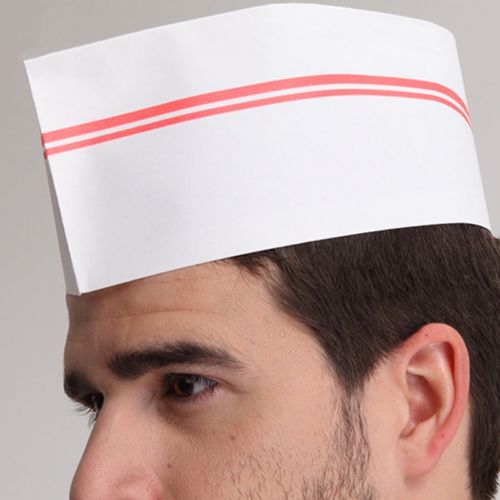 Wood Pulp Paper Disposable Forage Hats Chef Cap With Printing Stiips Unisex