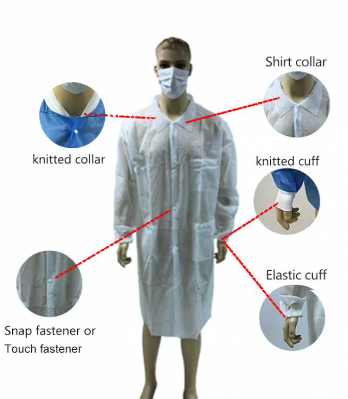 Chemical Resistant Disposable Lab Coats , Nonwoven PP Medical Labotary ...