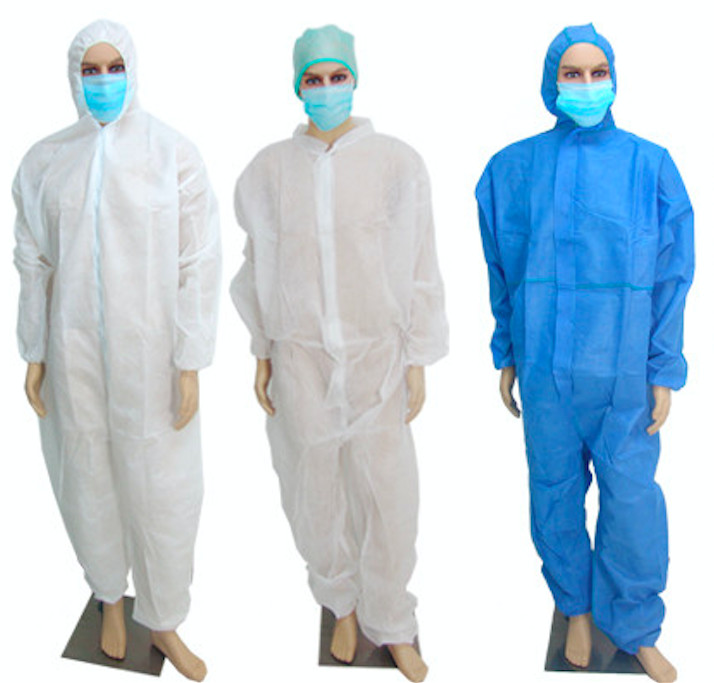 PP Disposable Coverall Suit With Hood Breathable Nonwoven Full Body ...