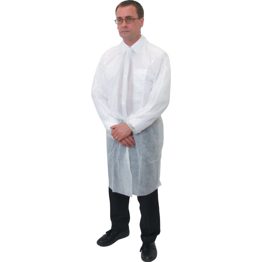 100% PP Non Woven Disposable Laboratory Coats With Four Buttons ...