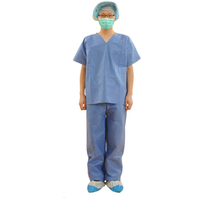 Blue Uniforms Hospital Surgical Scrubs Medical Fluid Resistance Breathable