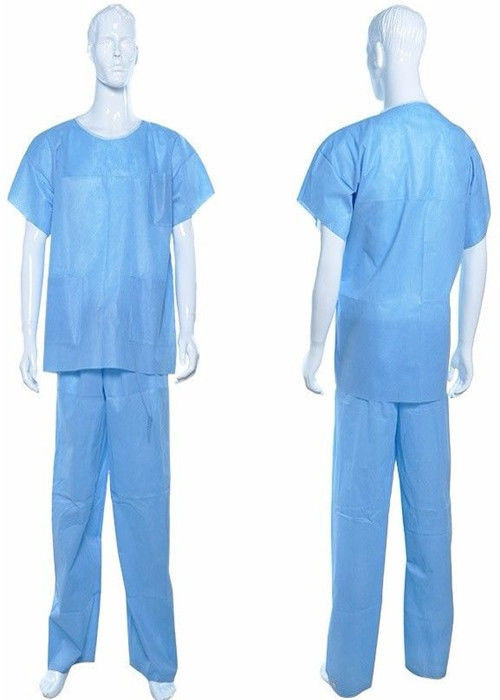 Operating Room Disposable Scrub Suits Round Neck For Nurse / Patient